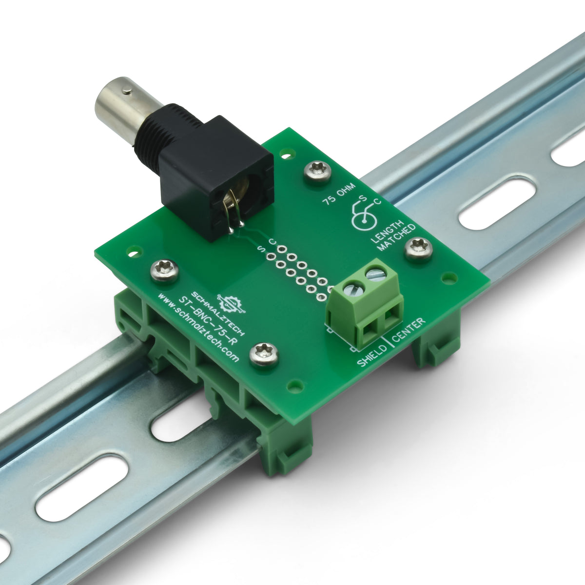 BNC 75 Ohm Breakout Board | DIN Rail | SchmalzTech