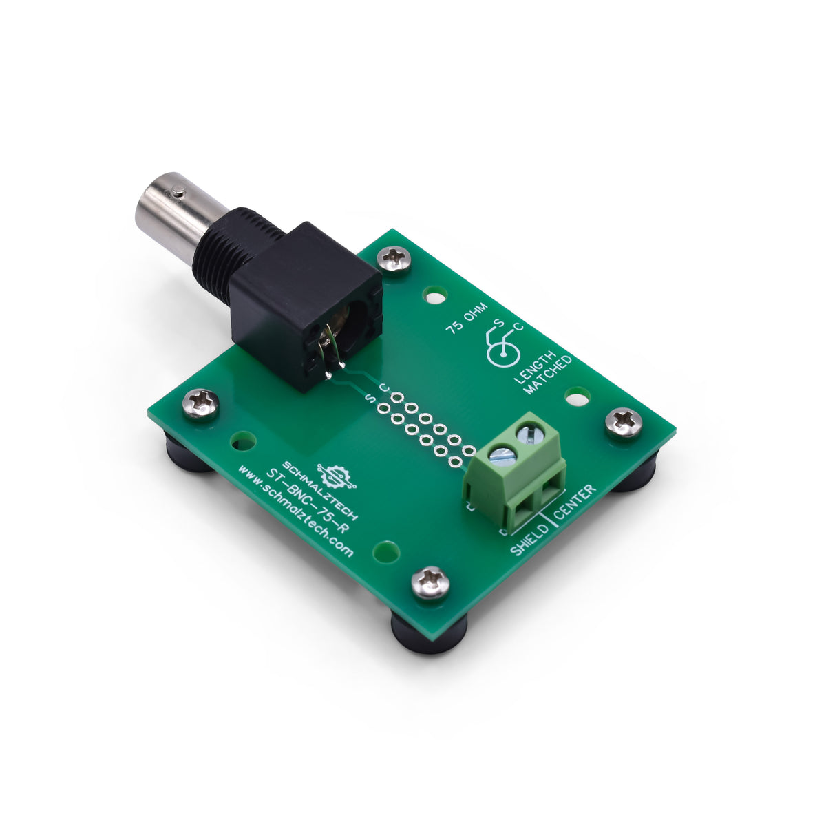 BNC 75 Ohm Breakout Board with Feet | SchmalzTech
