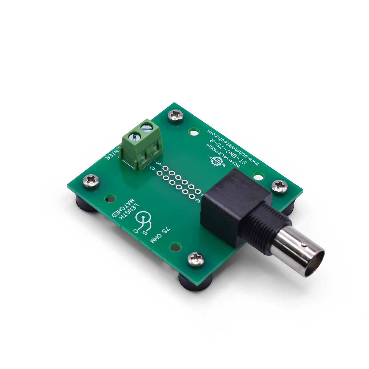 BNC 75 Ohm Breakout Board with Feet | SchmalzTech