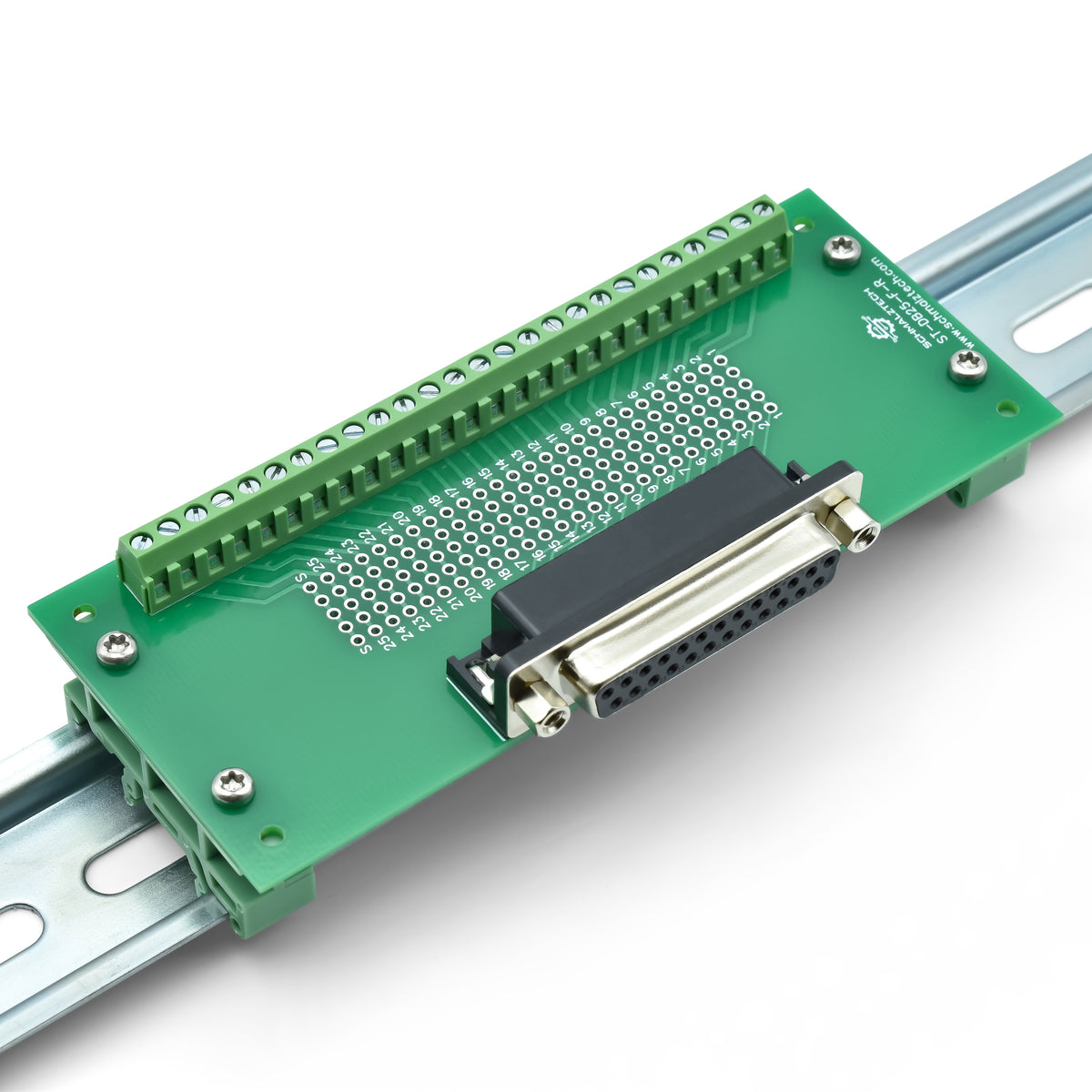 DB25 Female Breakout Board | DIN Rail | SchmalzTech