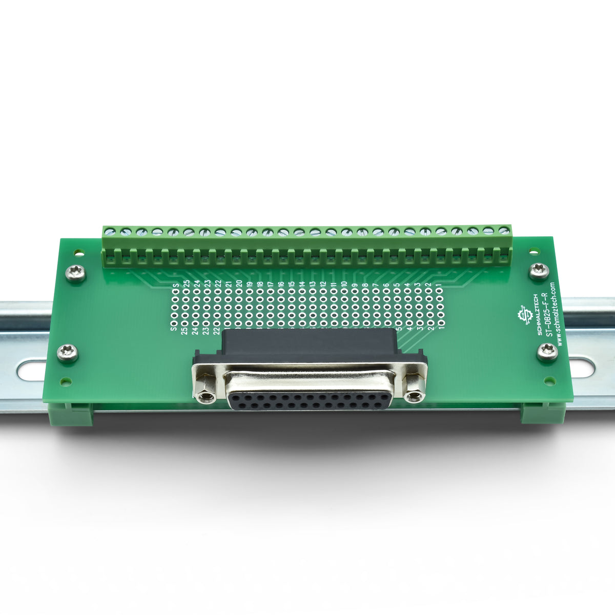 DB25 Female Breakout Board | DIN Rail | SchmalzTech
