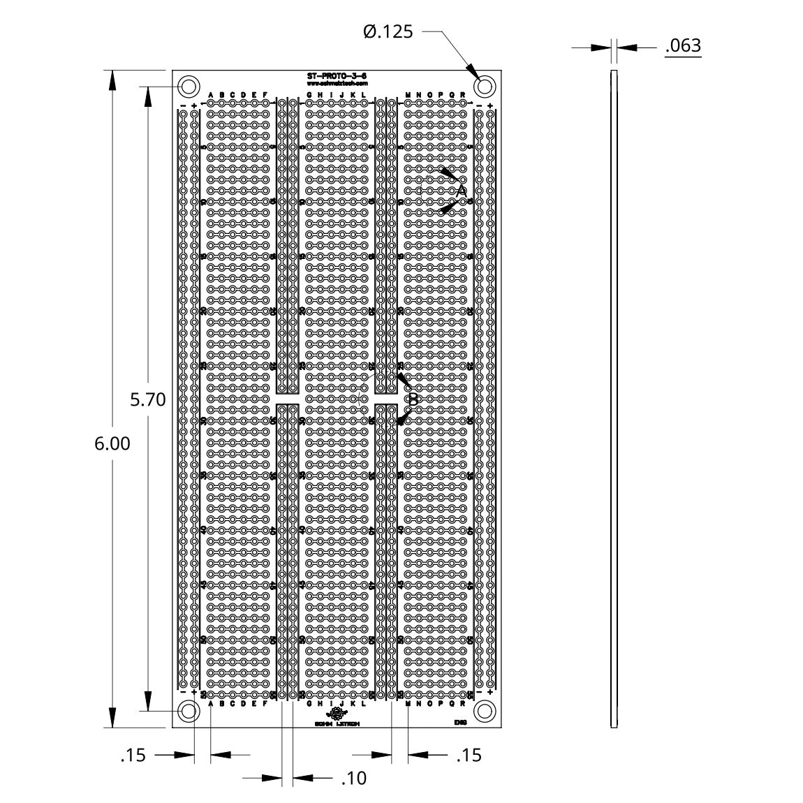 3" x 4" Protoboard | Electronics Prototyping | SchmalzTech