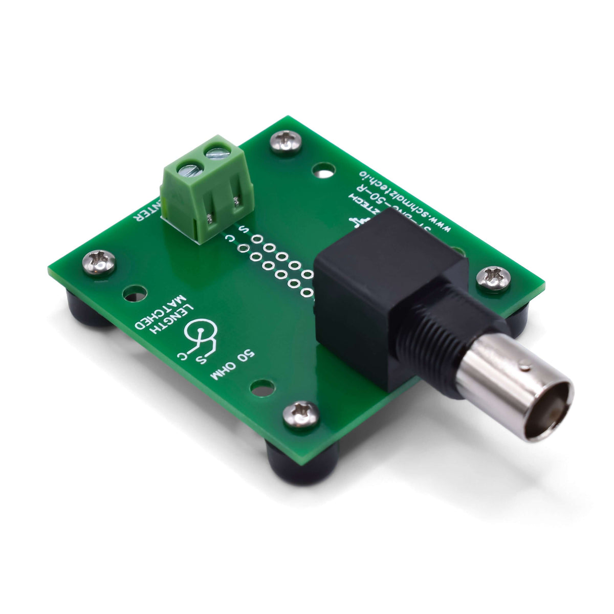 BNC 50 Ohm Breakout Board with Feet | SchmalzTech