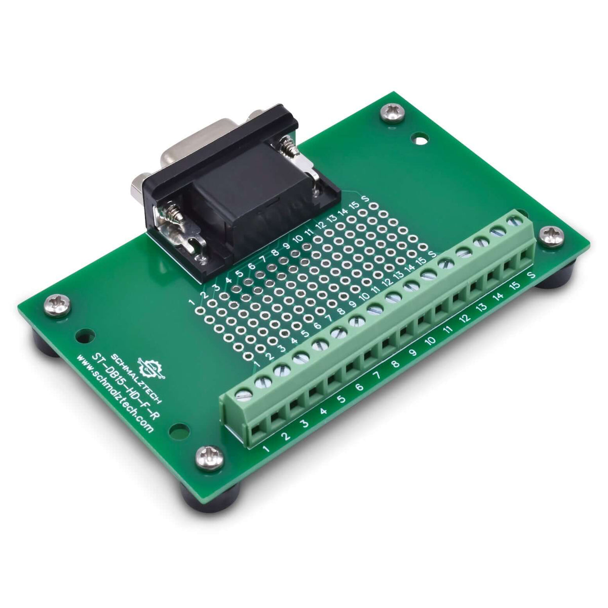 DB15 HD, VGA | Female Breakout Board with Feet | SchmalzTech