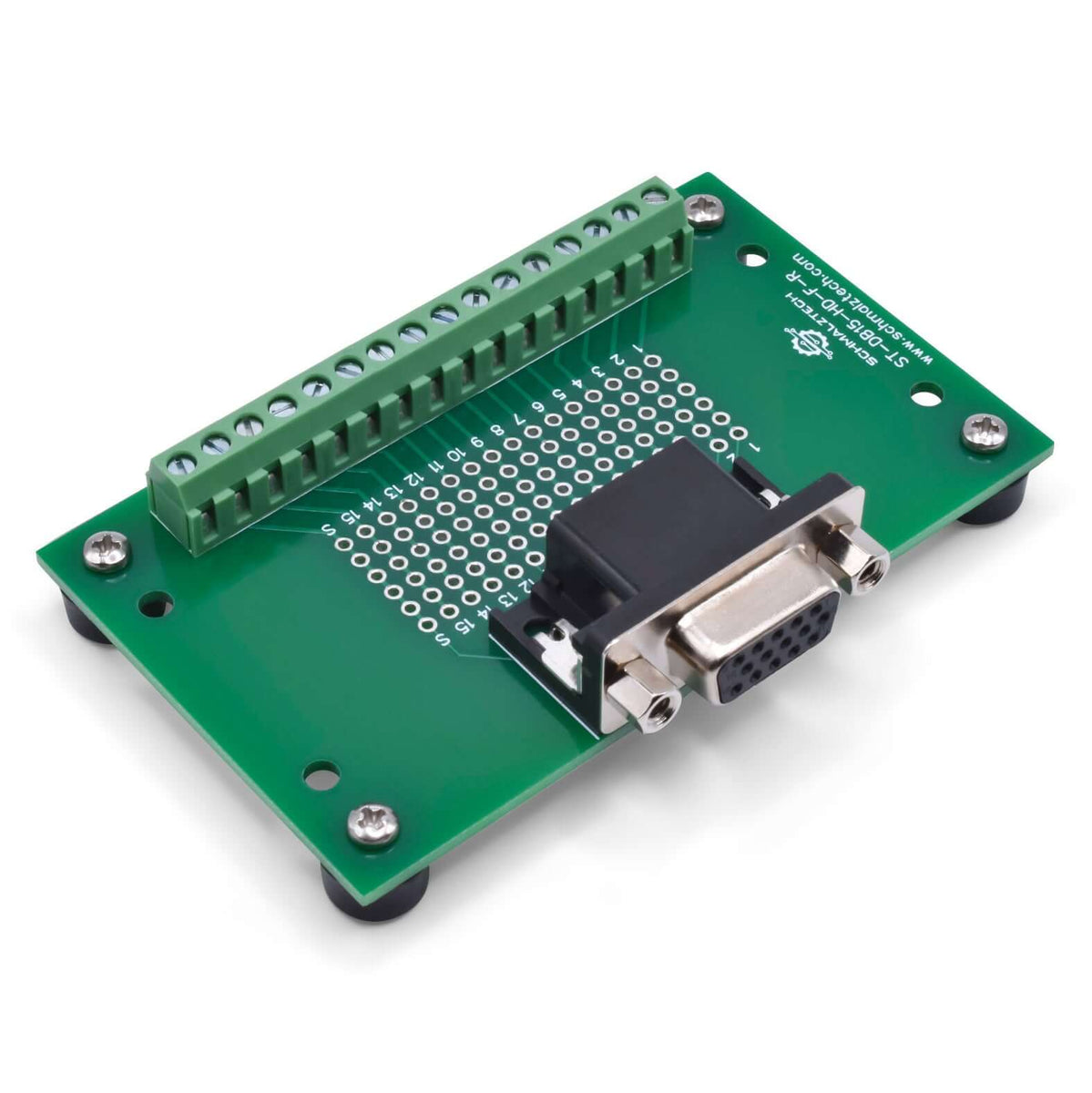DB15 HD, VGA | Female Breakout Board with Feet | SchmalzTech