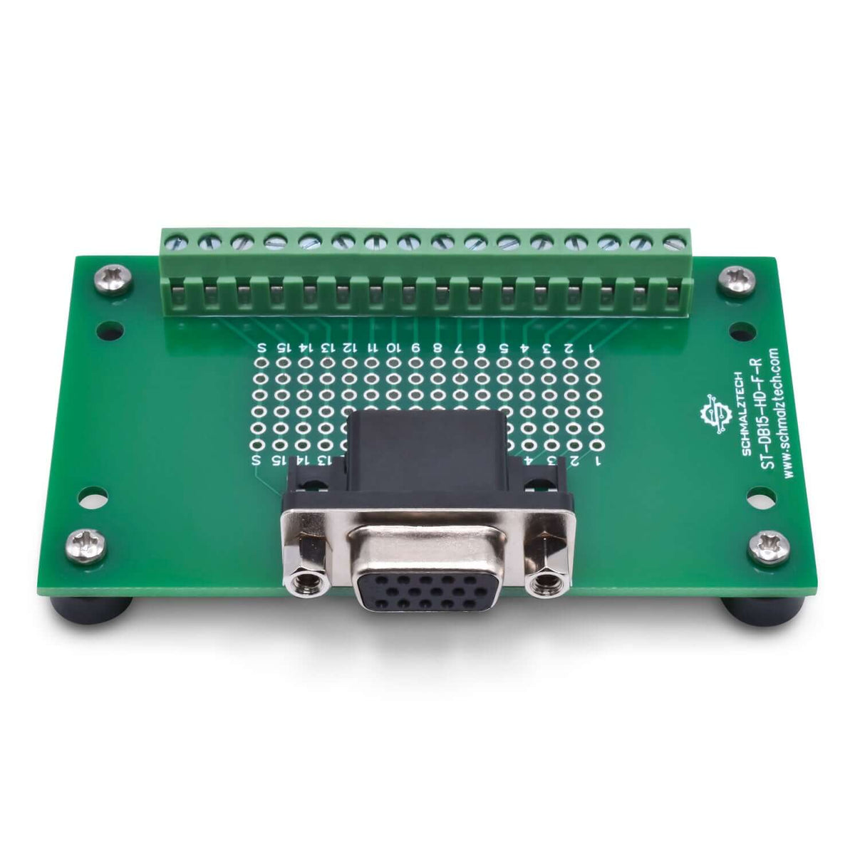 DB15 HD, VGA | Female Breakout Board with Feet | SchmalzTech