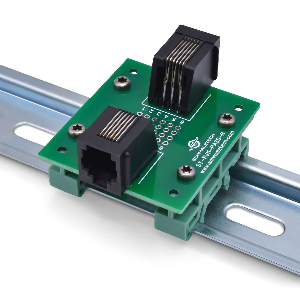 RJ11 Pass-Through Breakout Board | DIN Rail | SchmalzTech