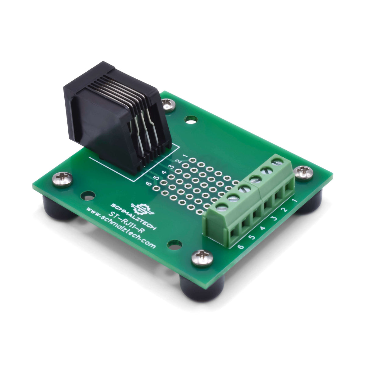 RJ11 / 6P6C Breakout Board with Feet | SchmalzTech