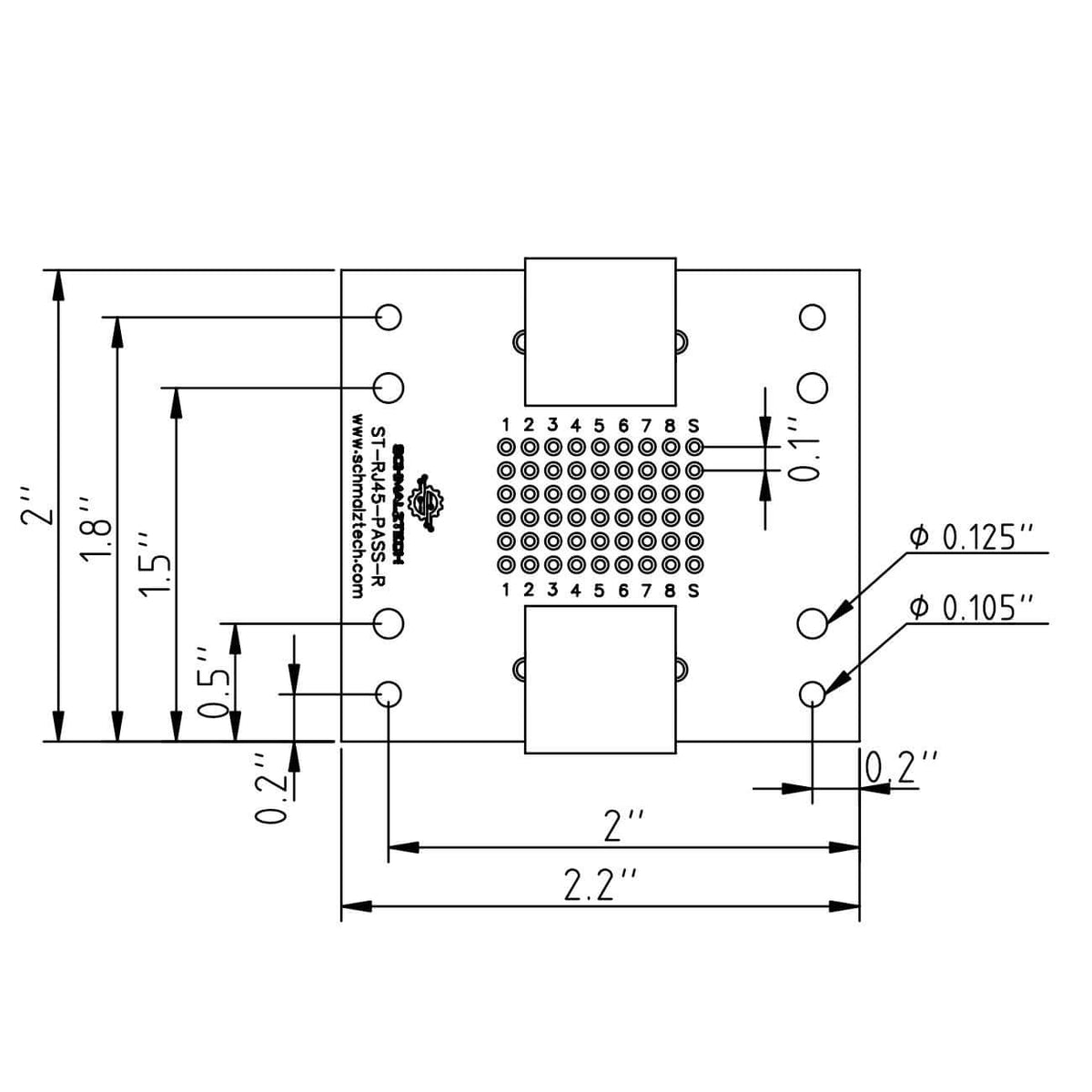 RJ45 Pass-Through Breakout Board with Feet | SchmalzTech