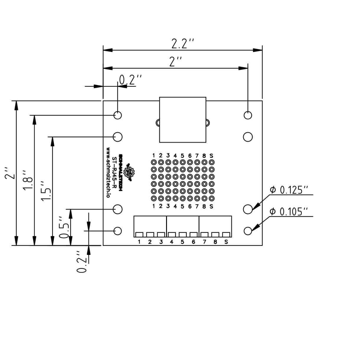 RJ45 / 8P8C Breakout Board | DIN Rail | SchmalzTech