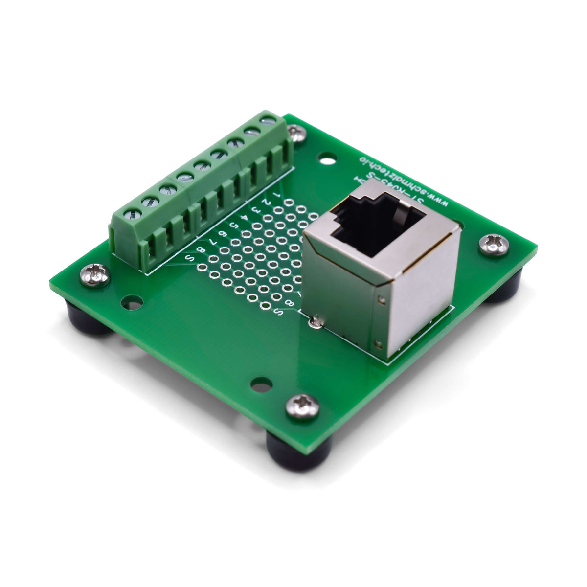 RJ45 / 8P8C Straight Breakout Board with Feet | SchmalzTech