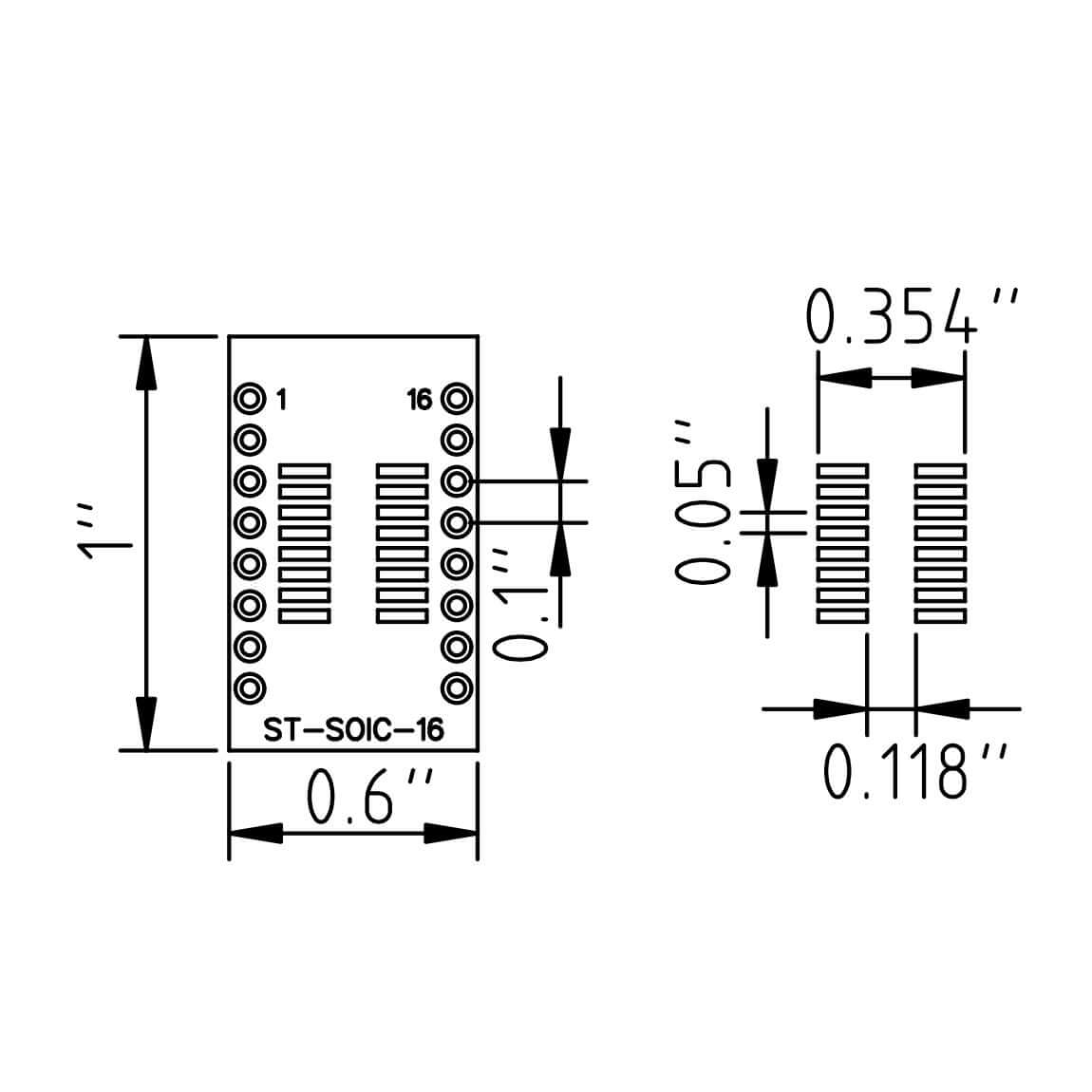SOIC-16, SOP-16 | SMD to DIP Adapter | SchmalzTech