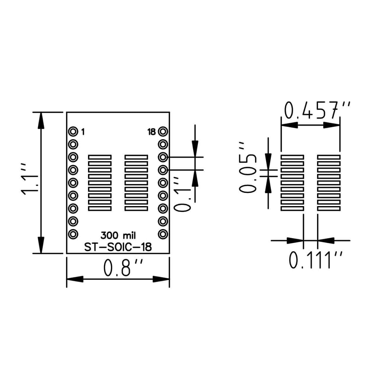 SOIC-18, SOP-18 | SMD to DIP Adapter | SchmalzTech