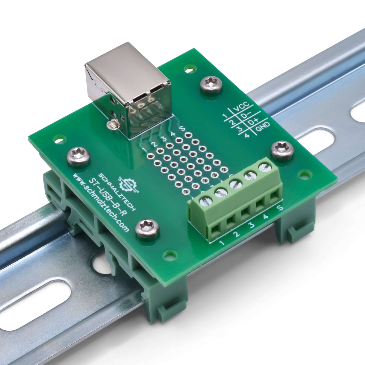 USB Type B Breakout Board | DIN Rail | SchmalzTech